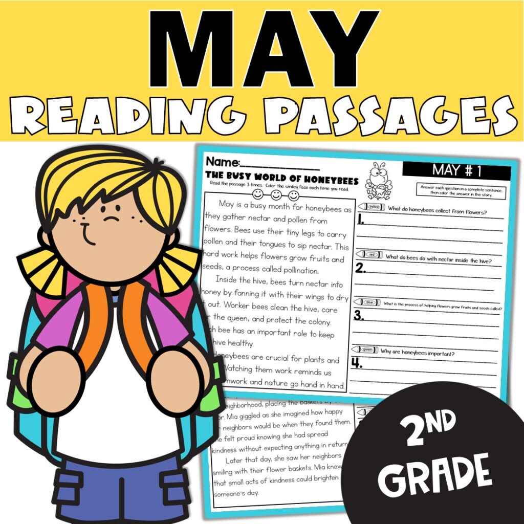 May Reading Passages for 2nd Grade with Comprehension Text Evidence ...