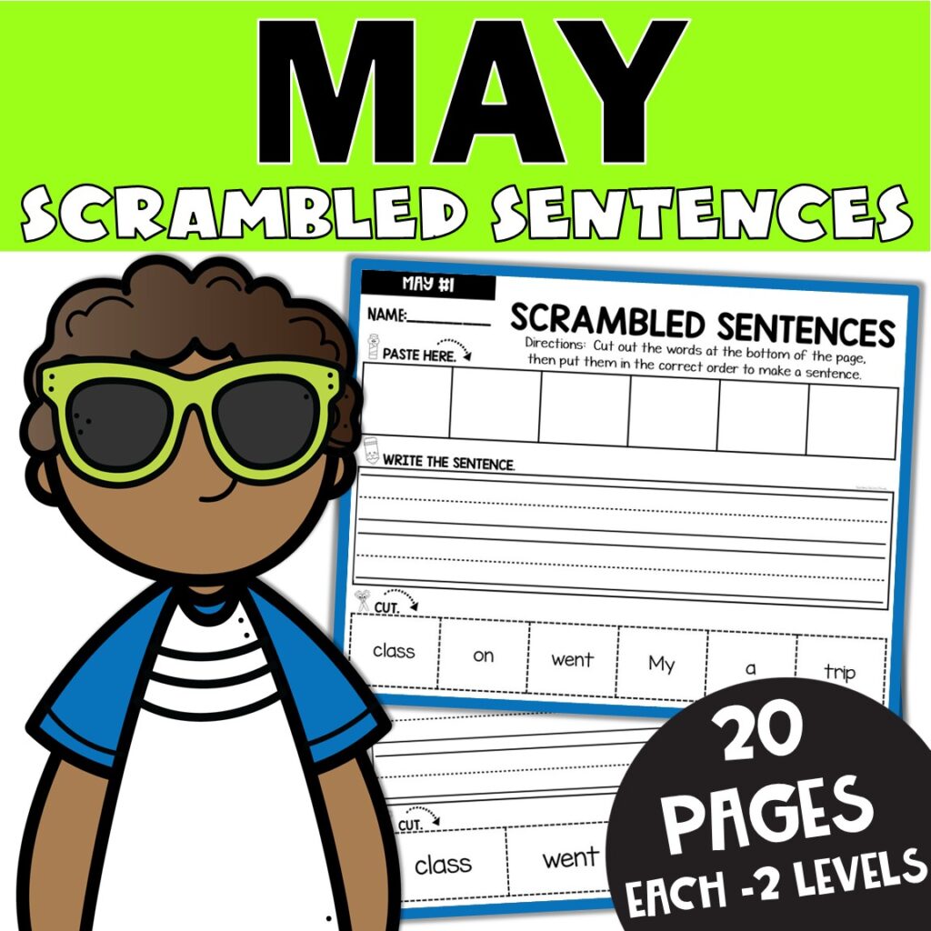 May Scrambled Sentences, Structure, Building, Writing, Cut Paste No ...