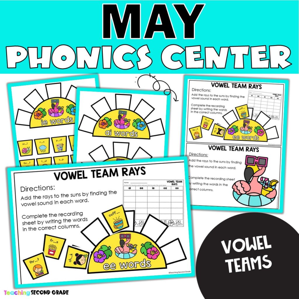 Summer Vowel Teams Phonics Center | Vowel Sound Sorting Activity ...