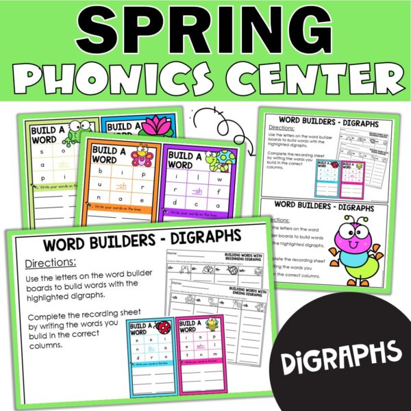 Spring Digraphs Word Building Phonics Center | Hands-On Literacy ...
