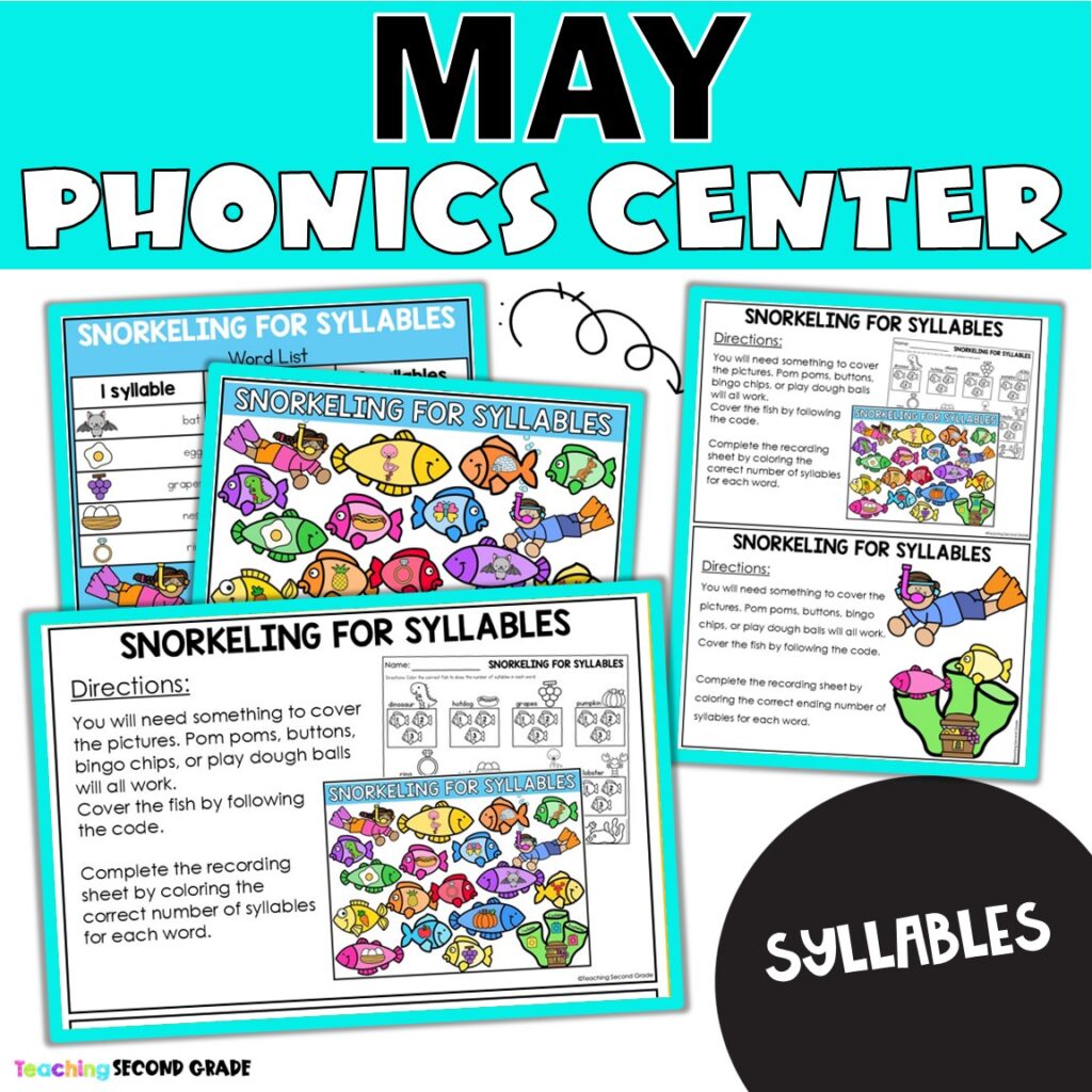 Syllables Phonics Center May or End of Year | Summer Syllable Counting ...