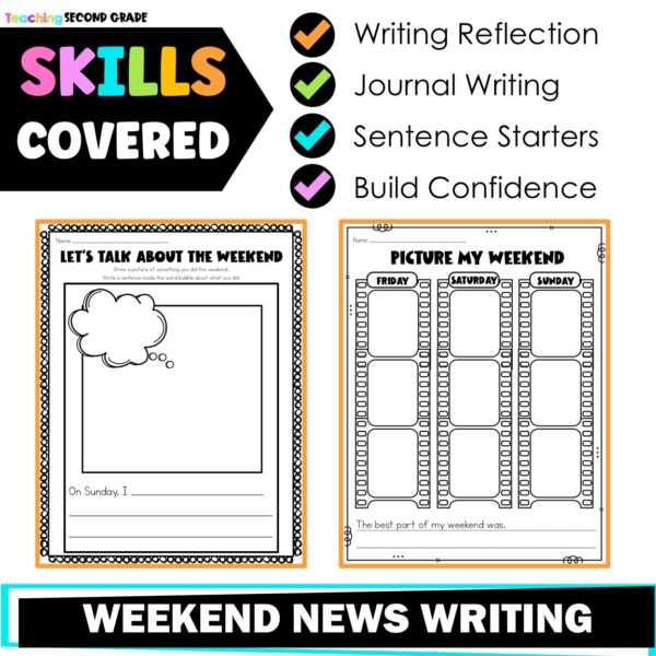 Weekend News Writing Pages – 11 Printable Prompts for Student ...