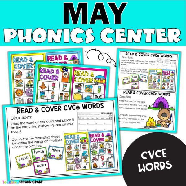 CVCe Words Phonics Center for May or End of Year | Read and Cover ...
