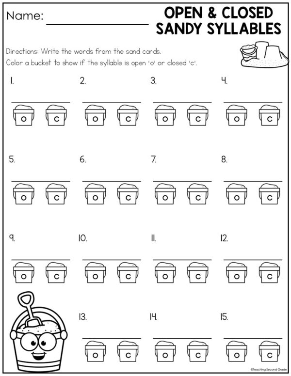 Open and Closed Syllables Phonics Center | End of the Year or Summer ...