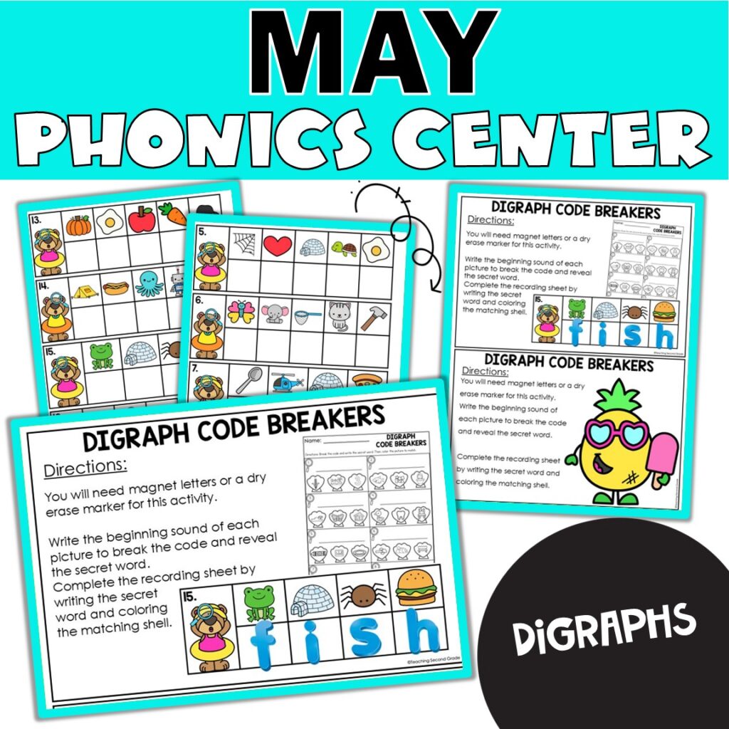 Summer Digraphs Phonics Center | Secret Word Code Breaker - Teaching ...