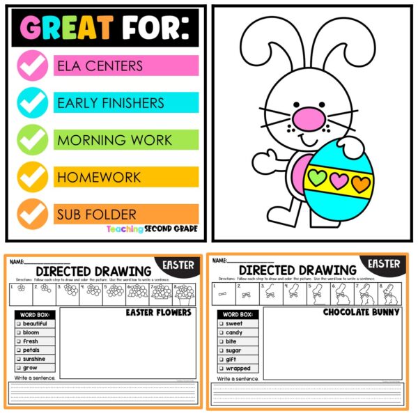 Directed Drawing Activities Easter Spring Kindergarten 1st 2nd Grade ...