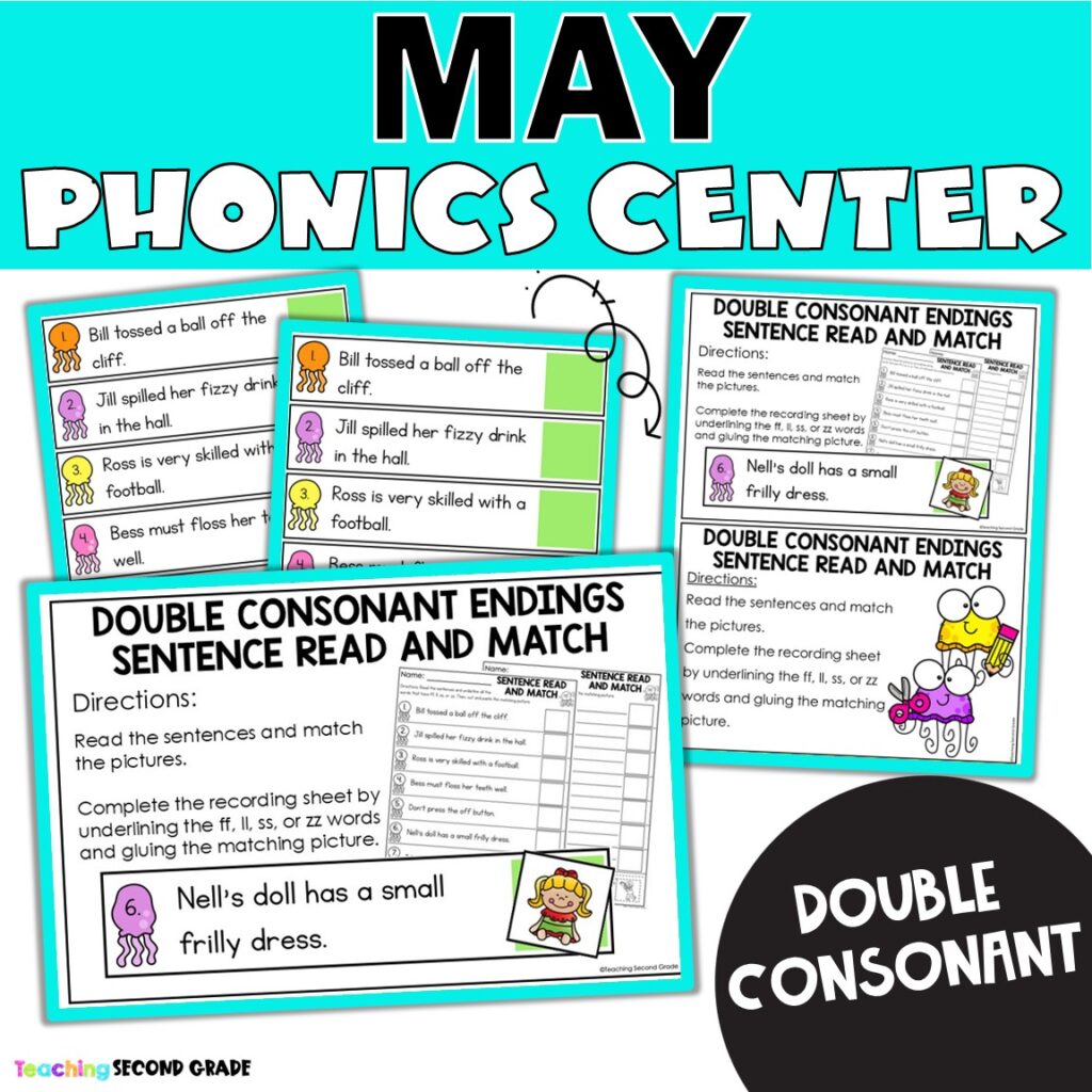 Double Consonant Endings Sentence Match | Summer Phonics Center ...