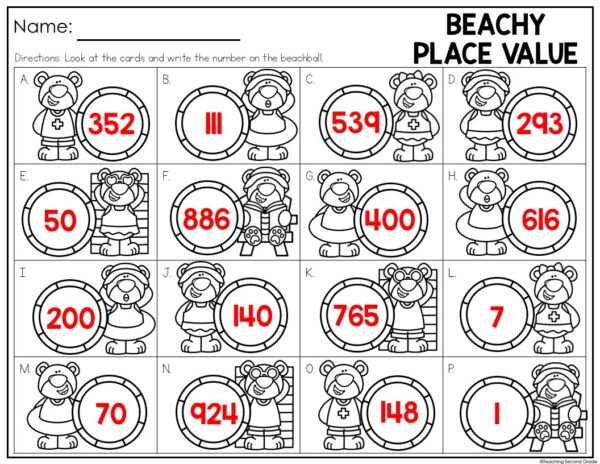 May Place Value Math Center | Number Match Game for 1st & 2nd ...