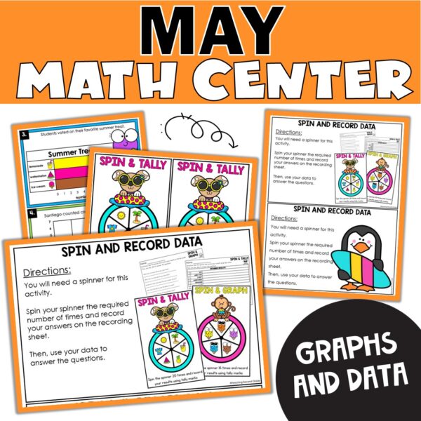 May Data and Graphing Math Center | Spinner Activity - Teaching Ideas ...