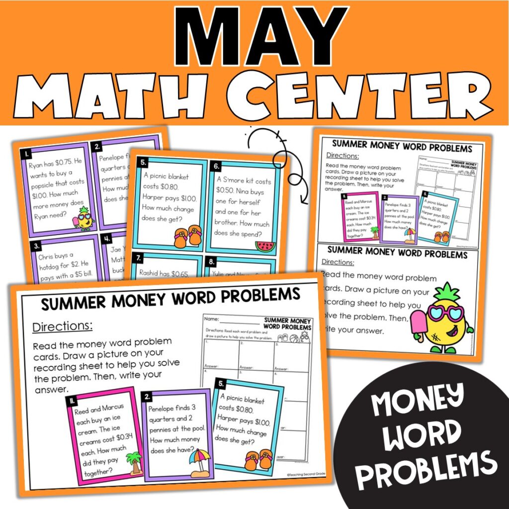 Summer Money Word Problems Math Center | Word Problem Activity 1st ...