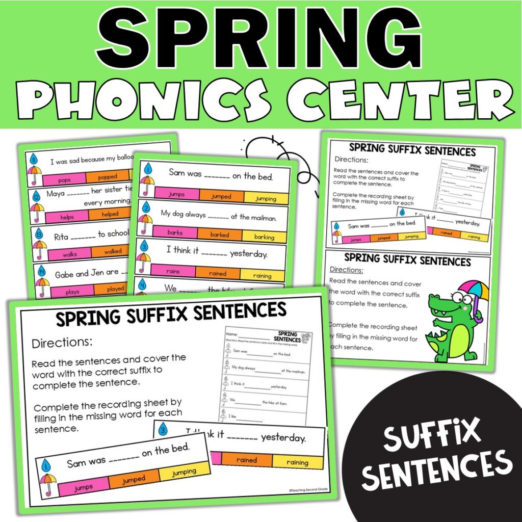 Spring Suffix Sentences Phonics Center - Teaching Ideas Made Easy