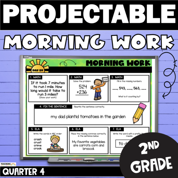 Projectable 2nd Grade Digital Morning Work - 45 Days Slides for Quarter ...