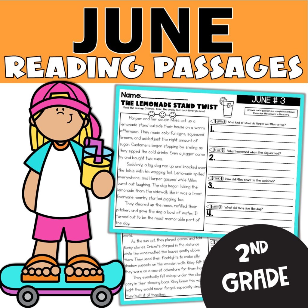 June Reading Passages for 2nd Grade with Comprehension Text Evidence ...