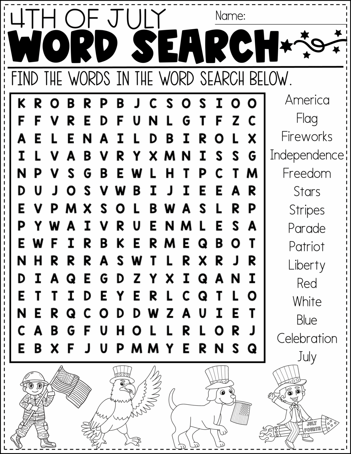 Fourth of July Activity Packet | Word Search, Maze, Crossword, Word ...