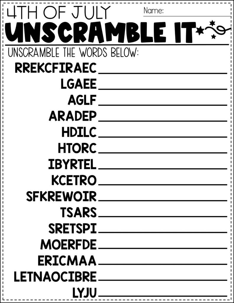 Fourth of July Activity Packet | Word Search, Maze, Crossword, Word ...