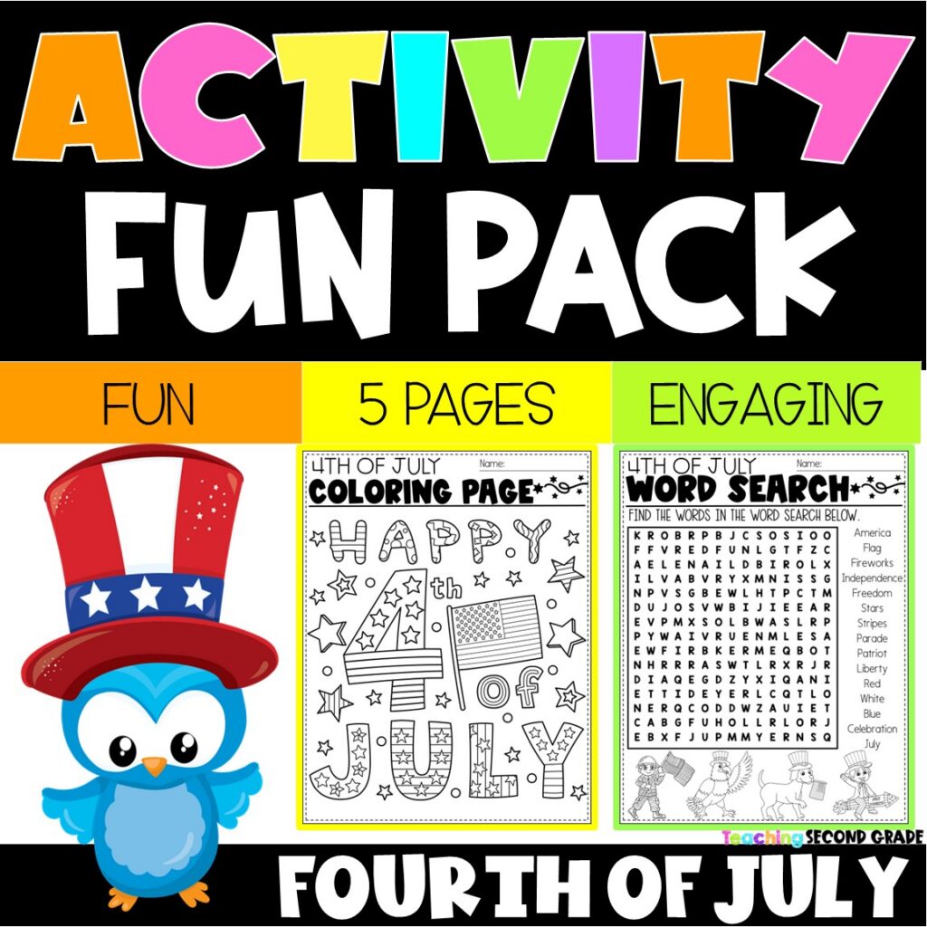 Fourth of July Activity Packet | Word Search, Maze, Crossword, Word ...