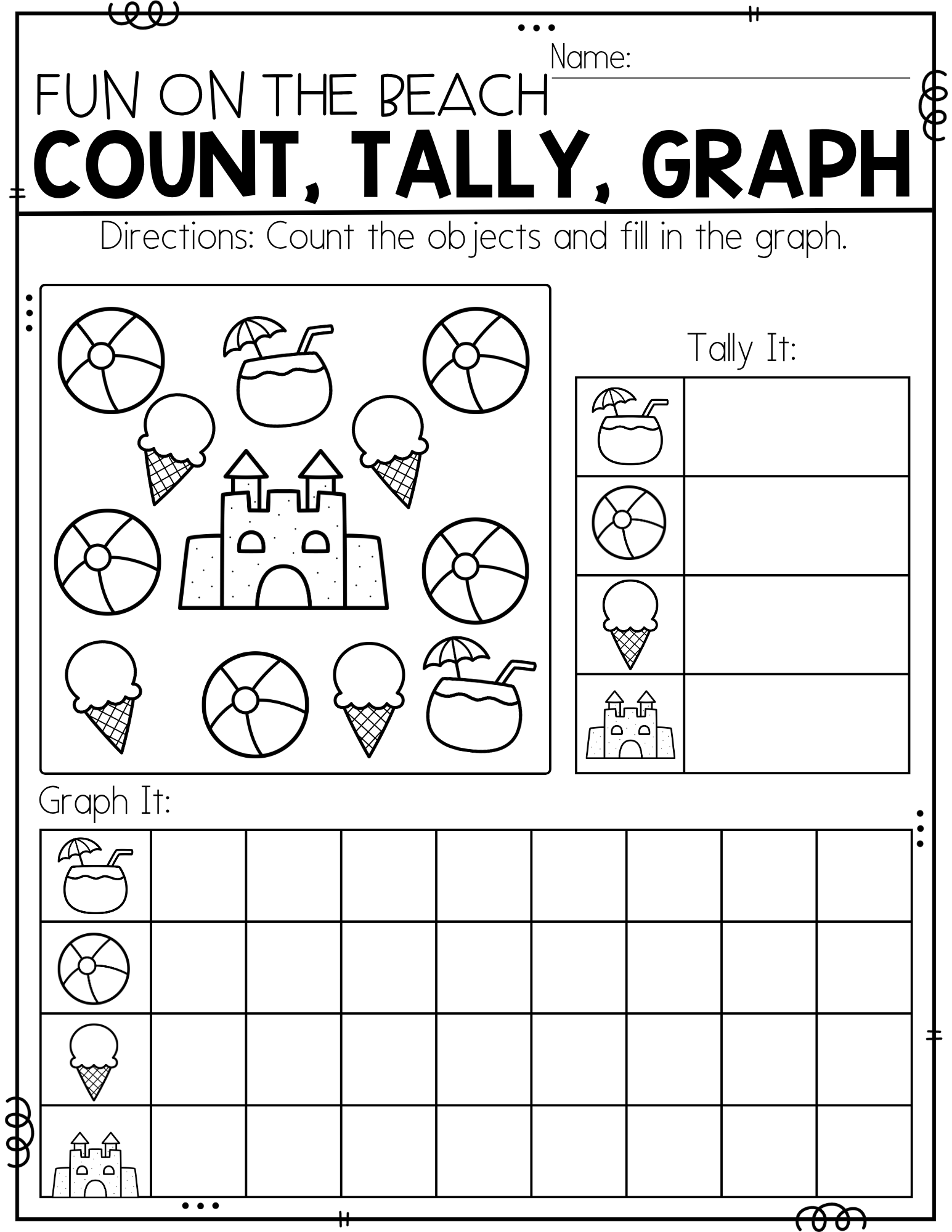 Summer Beach Themed Activity Workbook – Literacy, Math, and Fine Motor ...