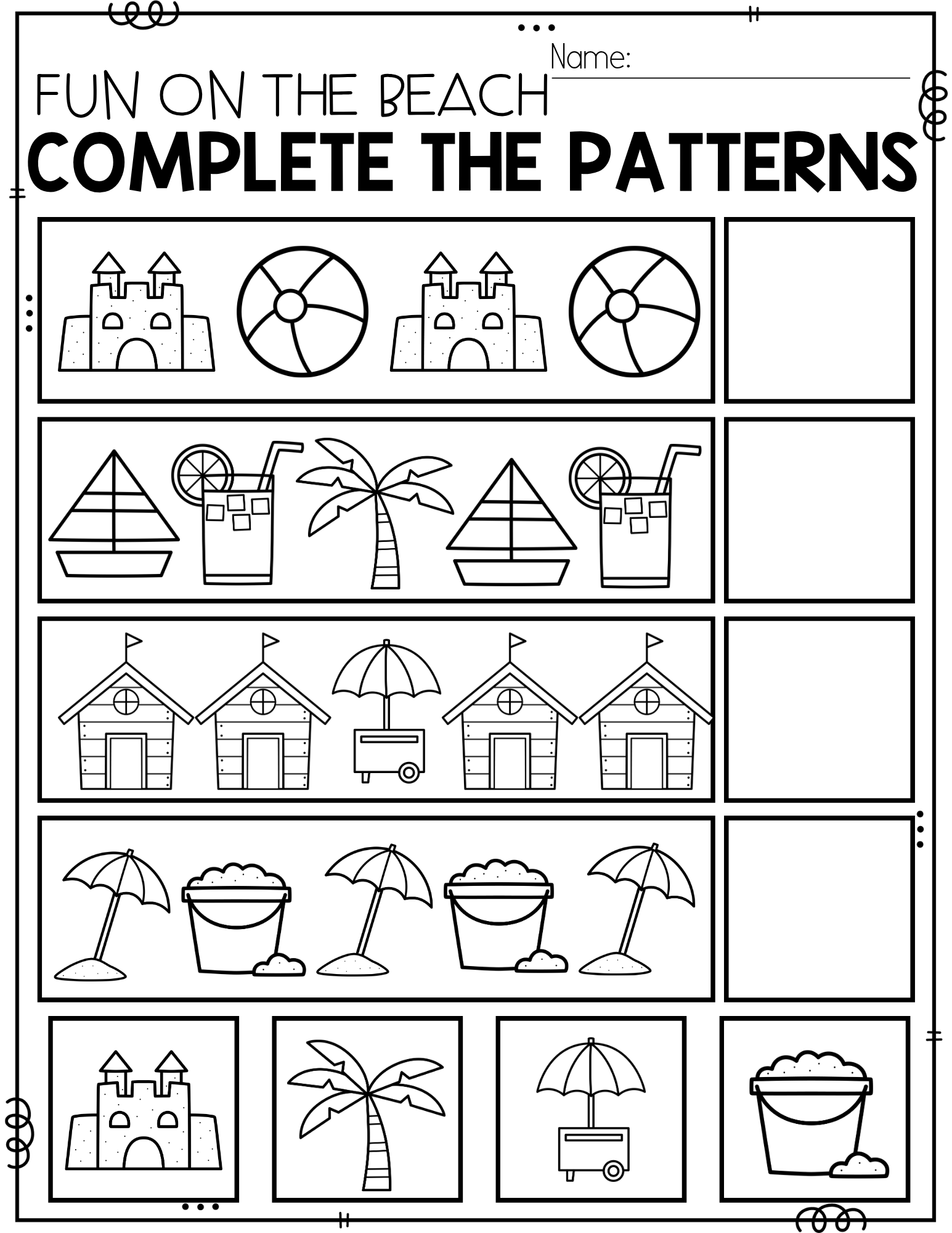 Summer Beach Themed Activity Workbook – Literacy, Math, and Fine Motor ...