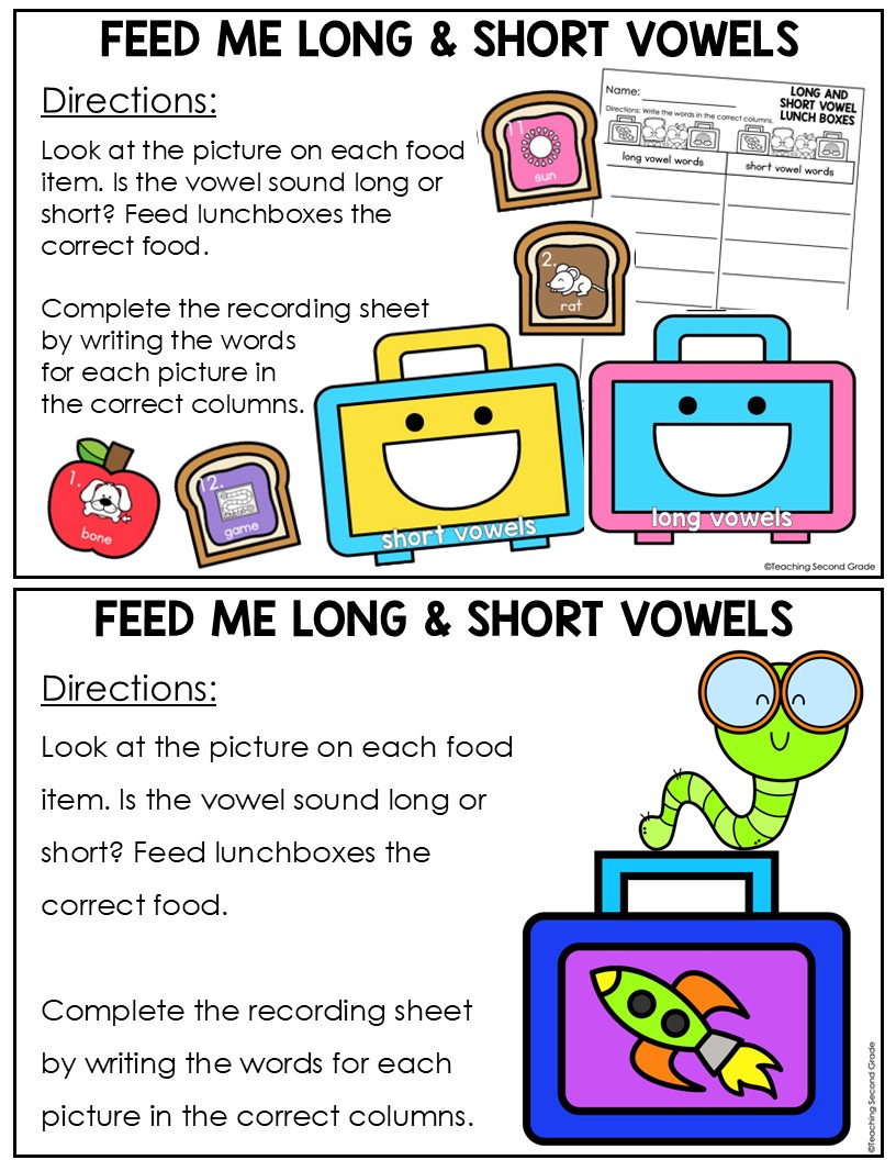 Vowel Sound Sorting Game – Long Short Vowels Activity Phonics Center ...