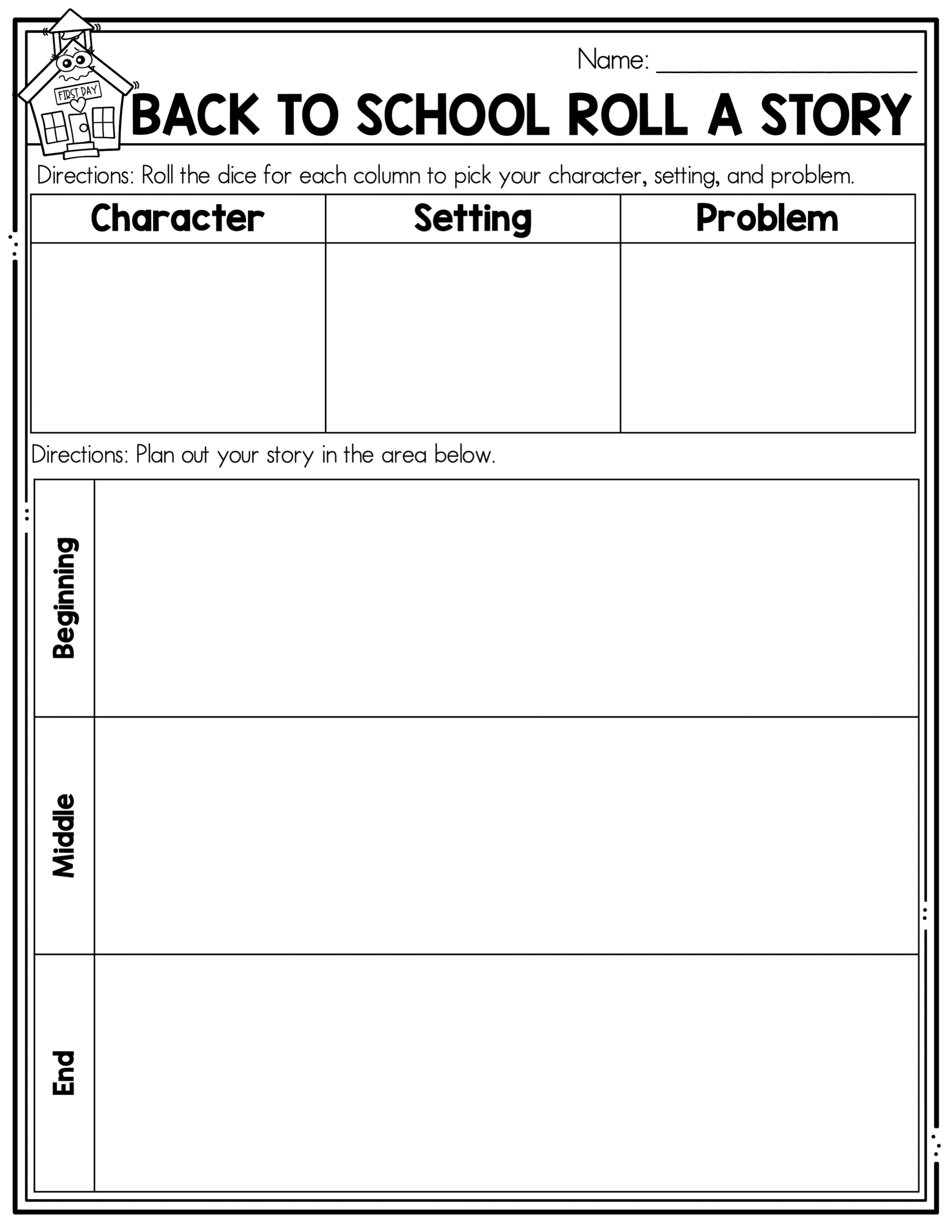 Back to School Roll a Story – Writing Activity with Graphic Organizer ...