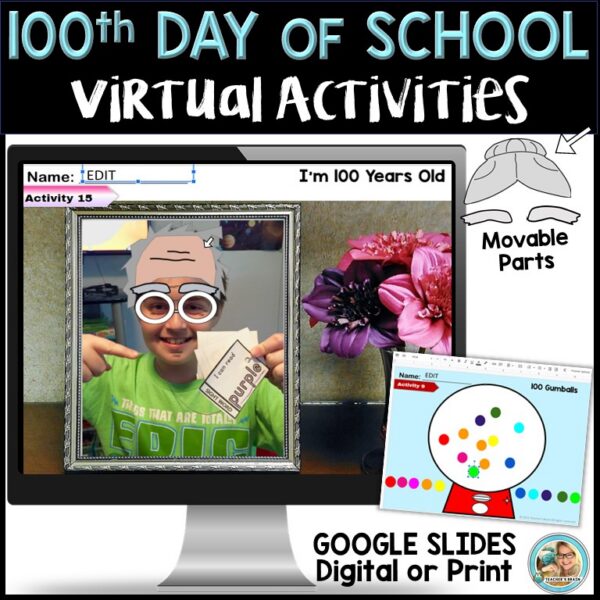 100th Day of School Activities | Google Slides VIRTUAL & PRINT OPTIONS ...