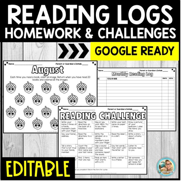 MONTHLY Reading Logs & Challenge - EDITABLE GOOGLE SLIDES - Teaching ...