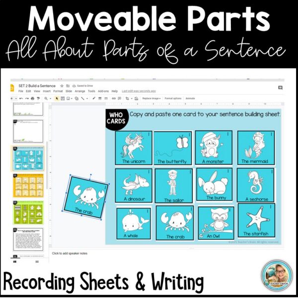 Sentence Building Activity | Google Slides | Literacy Centers SET 2 ...