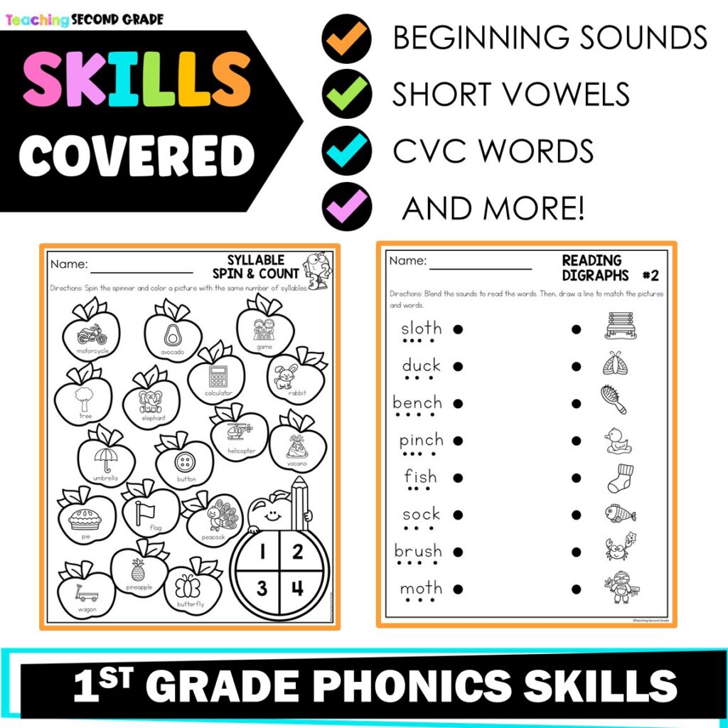 September Phonics Worksheets 1st Grade | Back to School Reading ...