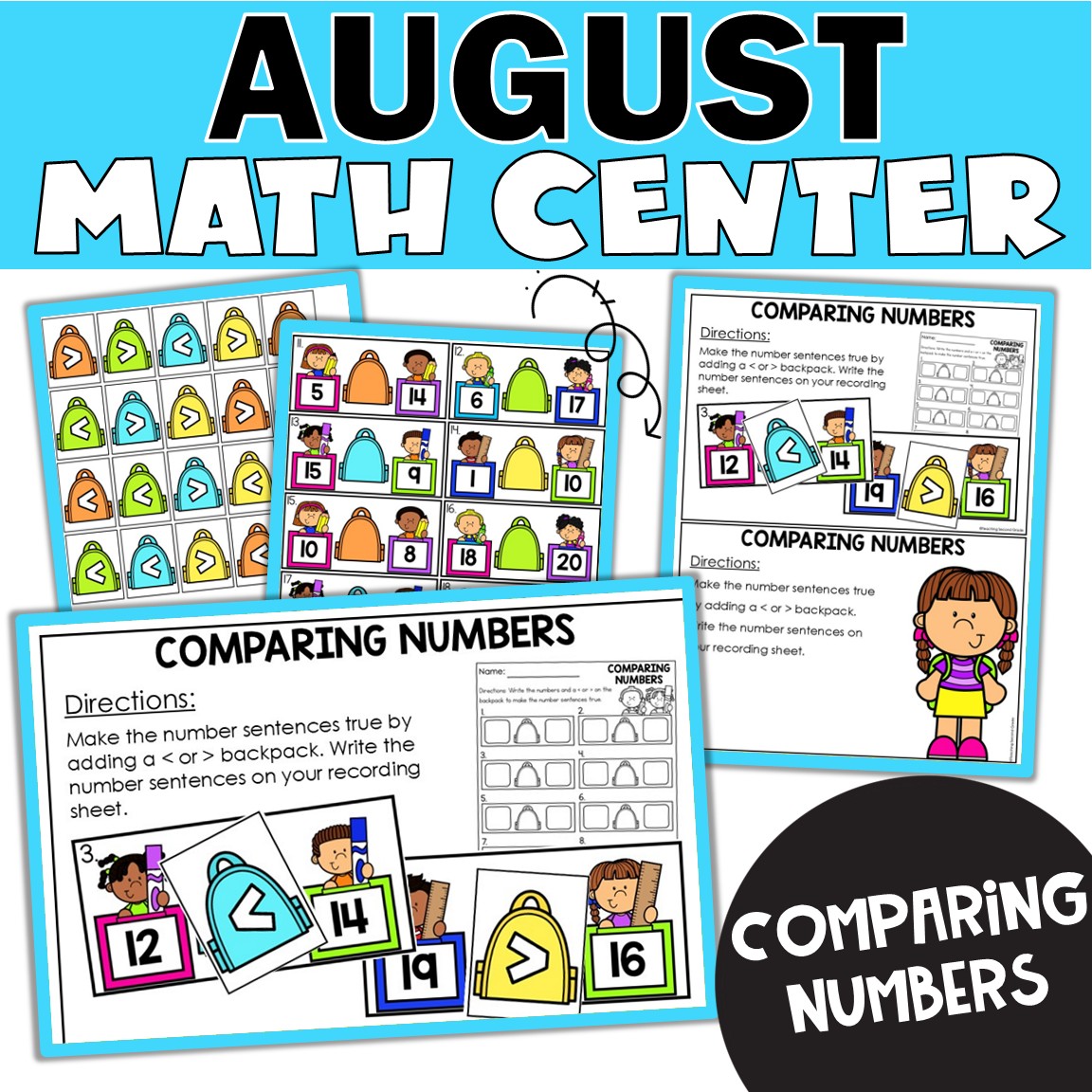 Comparing Numbers Math Center – Greater Than and Less Than Activity ...