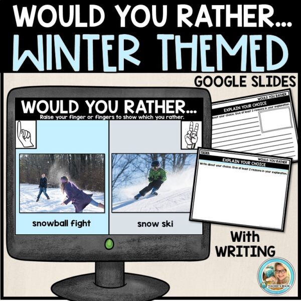 Would You Rather Questions WINTER THEMED | Google Slides | Writing ...