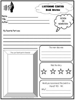 Reading Response Sheets | Listening Center | Book Summary Templates ...