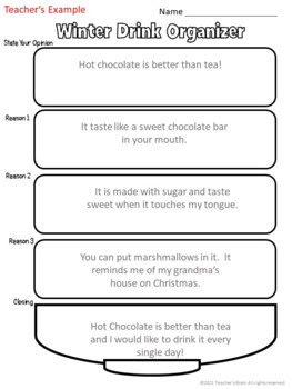 Winter Opinion Writing Activity | Hot Chocolate or Tea - Teaching Ideas ...
