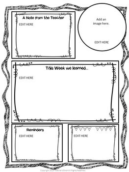 Weekly Newsletter template Editable - Teaching Ideas Made Easy
