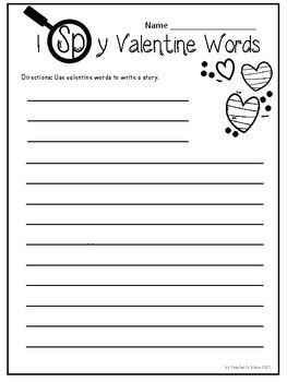 Valentine's Day Activity - I SPY Hidden Words with a Magnifying Glass ...