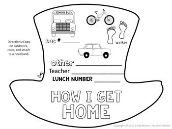 How We Go HOME HATS - Back To School - Teaching Ideas Made Easy
