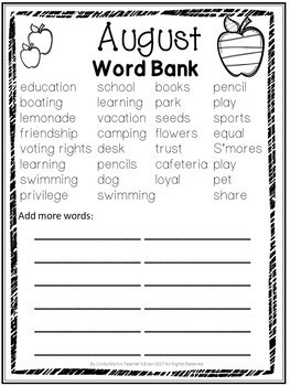 AUGUST Writing Prompts Journal K-3 | Back to School Activities ...