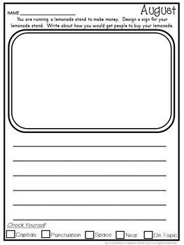 AUGUST Writing Prompts Journal K-3 | Back to School Activities ...