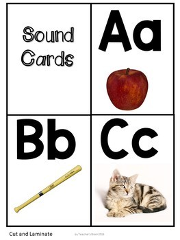 Letter Sound Cards A-Z Alphabet Picture Cards Uppercase and Lowercase ...