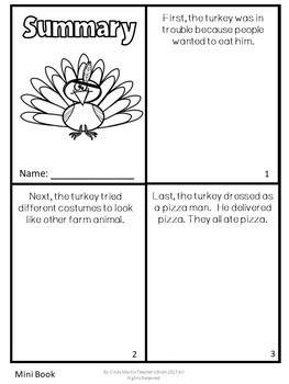 TURKEY TROUBLE Activities Lesson Plan on Summarizing and Sequencing ...