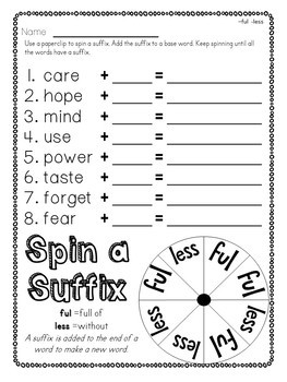 Suffixes Worksheets -s -es -est -ly -ful -less -ing -ed -ies -ish Word ...