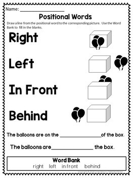 Positional Words Kindergarten and 1st Grade Activities Unit - Teaching ...