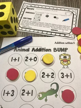 Math Centers Kindergarten - Addition within 5 Worksheets and Activities ...
