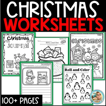 Christmas Math and Literacy Worksheets Kindergarten and First Grade ...