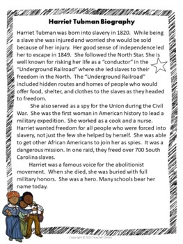 Harriet Tubman Activities - Teaching Ideas Made Easy