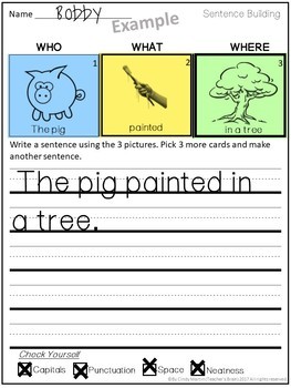 Sentence Building Activity Kindergarten | First Grade | Writing Center ...