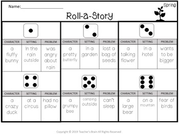 Roll A Story Narrative Writing Activities - Teaching Ideas Made Easy