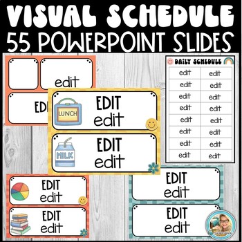 Classroom Daily Visual Schedule EDITABLE Cards | RETRO GROOVY Calm ...