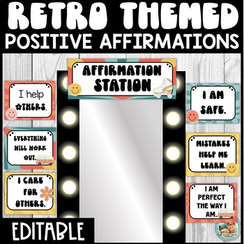RETRO GOOVY CLASSROOM DECOR Positive Affirmations Mirror Cards ...