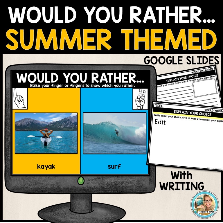 Would You Rather SUMMER THEMED | Google Slides | Writing - Teaching ...