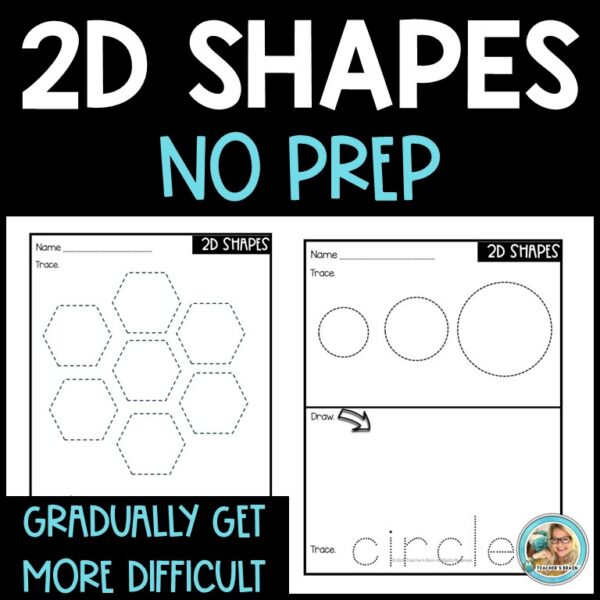 2D Shapes Worksheets - Trace and Draw Activities - Teaching Ideas Made Easy